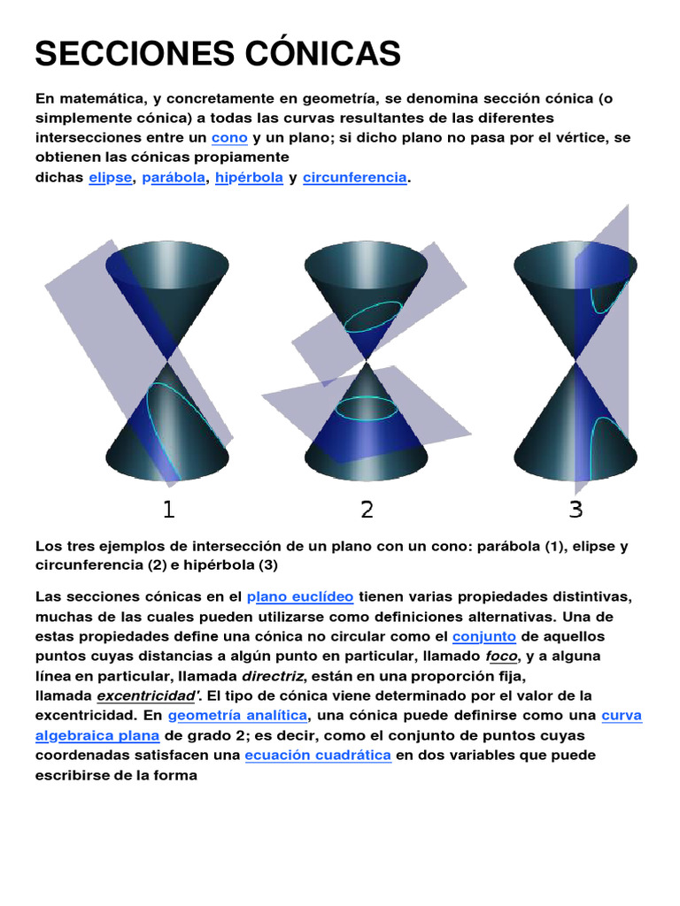 Secciones Cónicas | PDF | Elipse | Colector