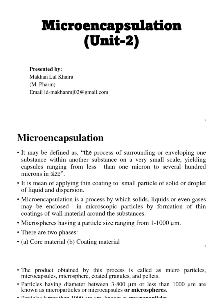 Microencapsulation Unit 2 Part 1 1.1 | PDF | Materials | Building Engineering