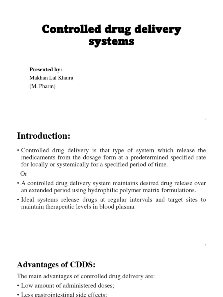 Controlled drug delivery systems 1.7 | PDF | Chemistry | Dose ...