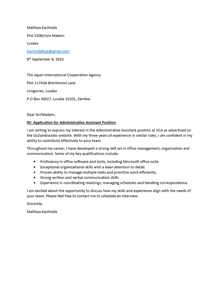 JICA Application Letter | PDF