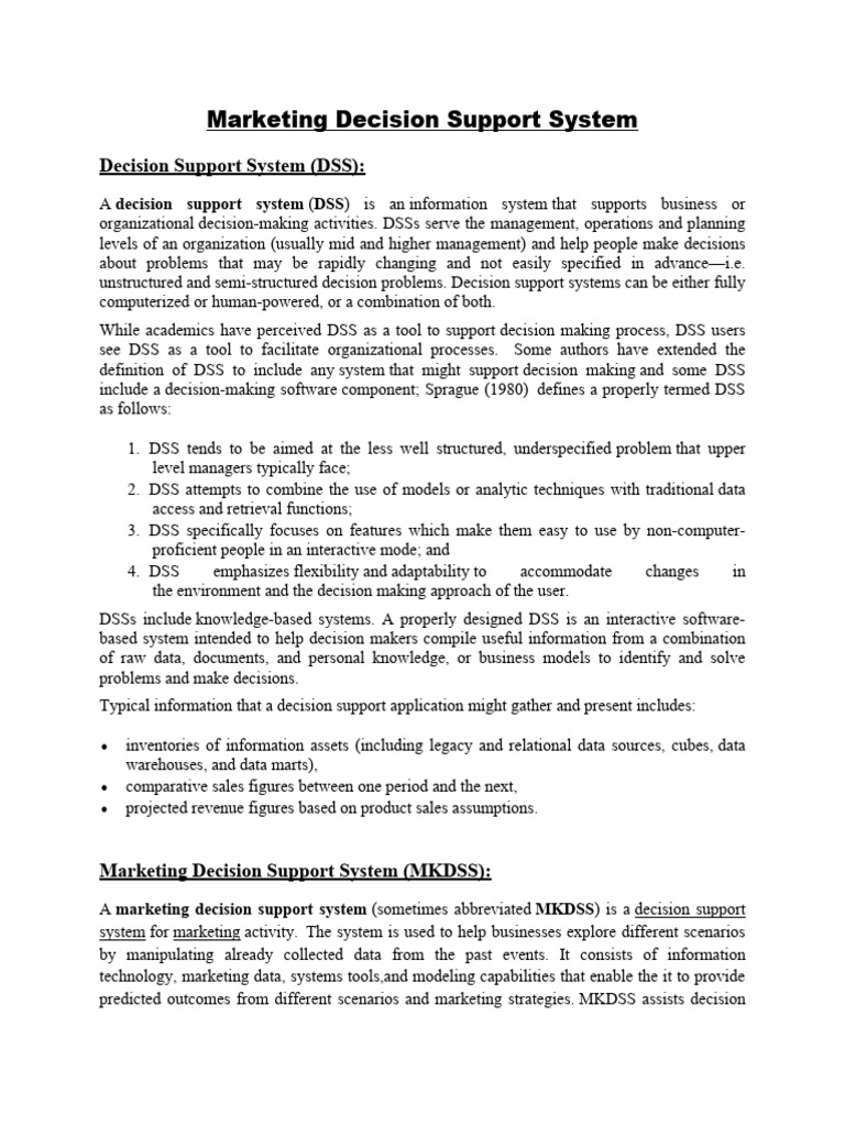 Marketing Decision Support System | Download Free PDF | Decision Support System | Computing