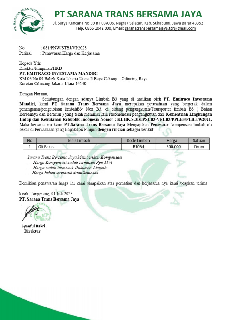 SPH PT. Emitraco Investama Mandiri | PDF