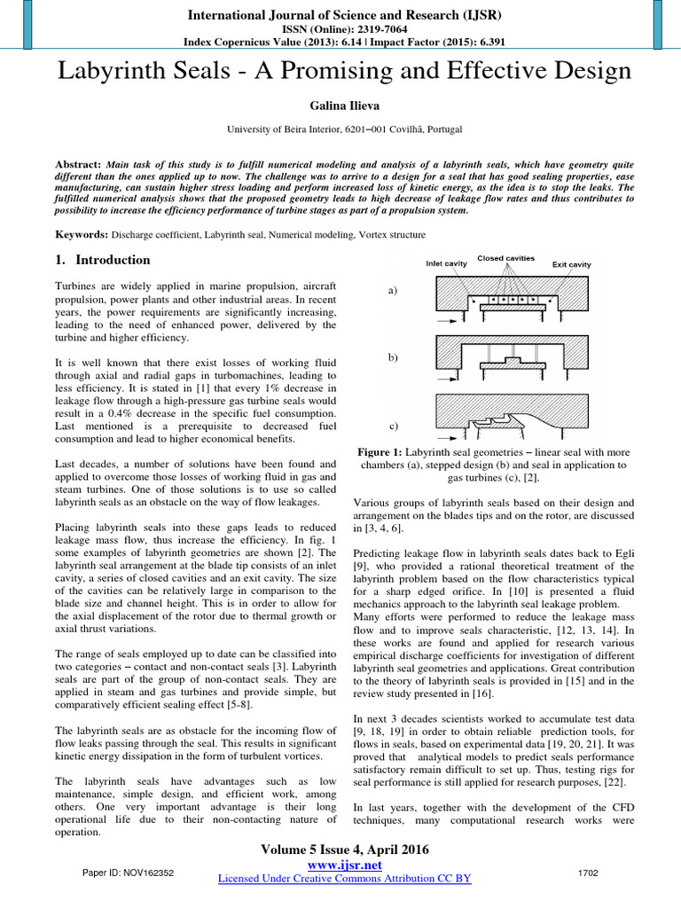 Labyrinth Seals: Design and Analysis | PDF | Fluid Dynamics | Flow ...