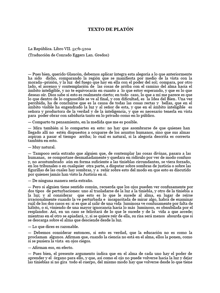 Texto Platón. PAU Curso 2023-2024. | PDF | Platón