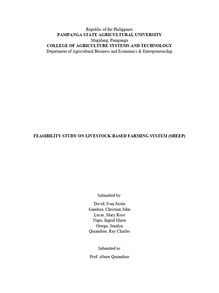 Feasib 3 | PDF | Sheep | Milk