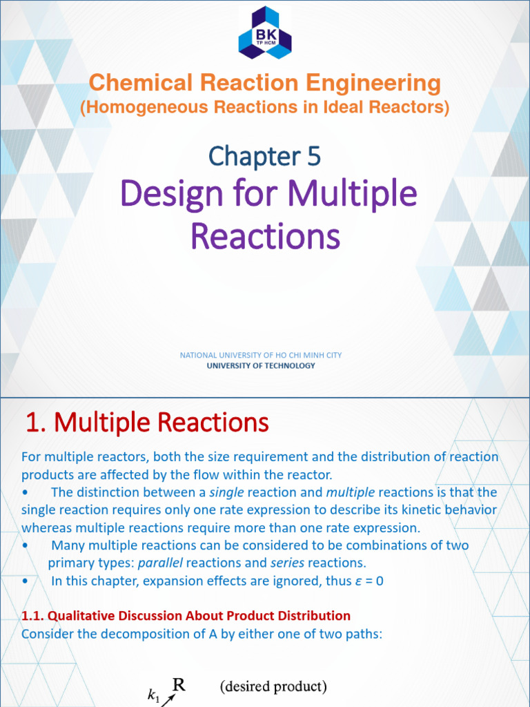 CRE Chapter 5-Design For Multiple Reactions - K192 | PDF | Chemical ...