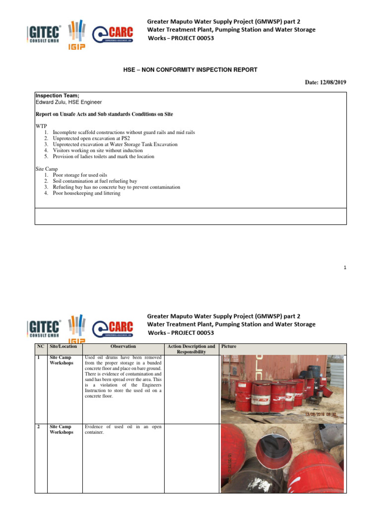 Inspection Report - August - 2019 - 2 | PDF | Concrete