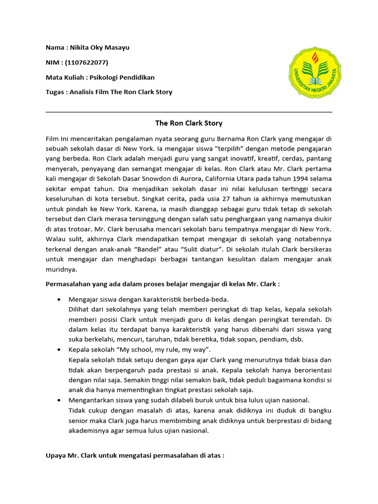 Analisis Film The Ron Clark Story | PDF | Kesehatan Holistik