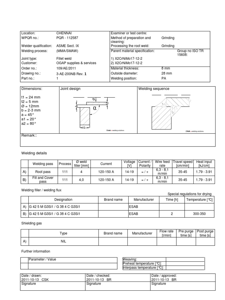 Welding Procedure Specification Details | PDF