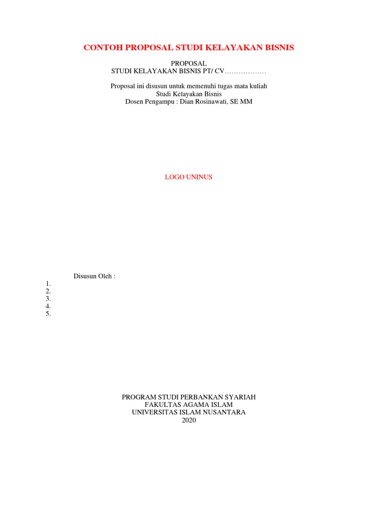 Contoh Proposal Studi Kelayakan Bisnis | PDF