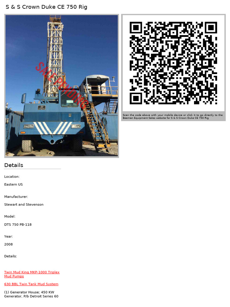 2008 S S Crown Duke 750 Drill Rig | PDF