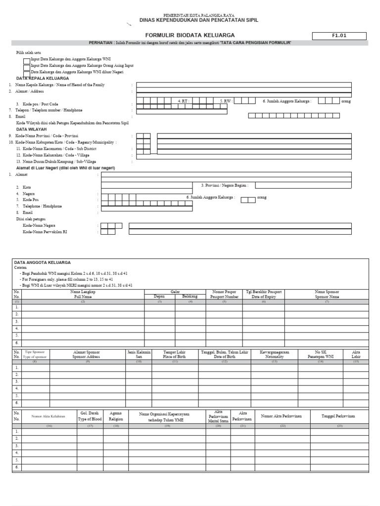 Panduan Pengisian Formulir F1.01 | PDF