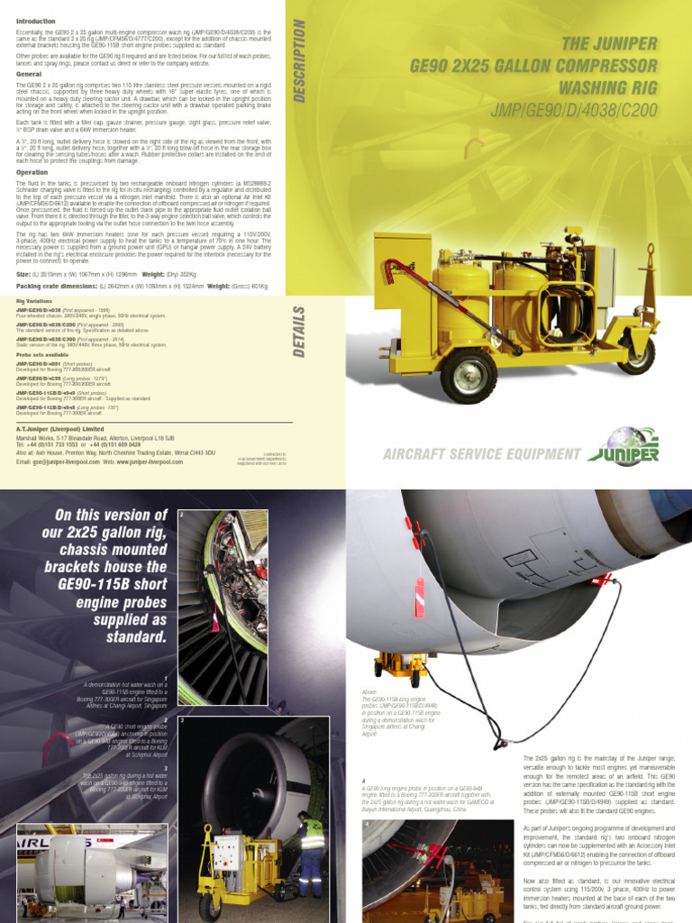 GE90 Engine Wash Rig Specifications | PDF | Valve | Manufactured Goods