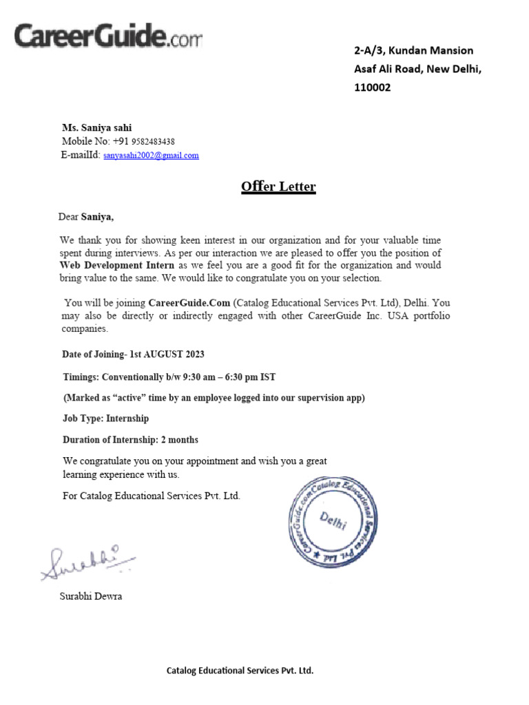 Offer Letter | PDF