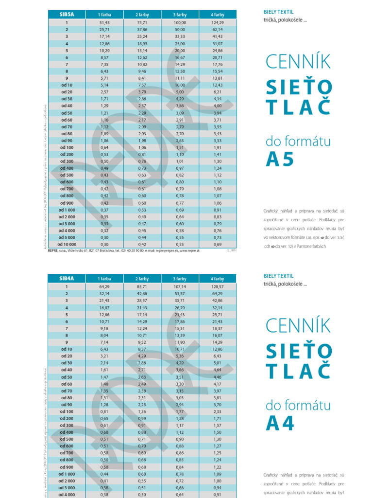 02 Cennik Sietotlac, Biele Tricka A Polokosele | PDF