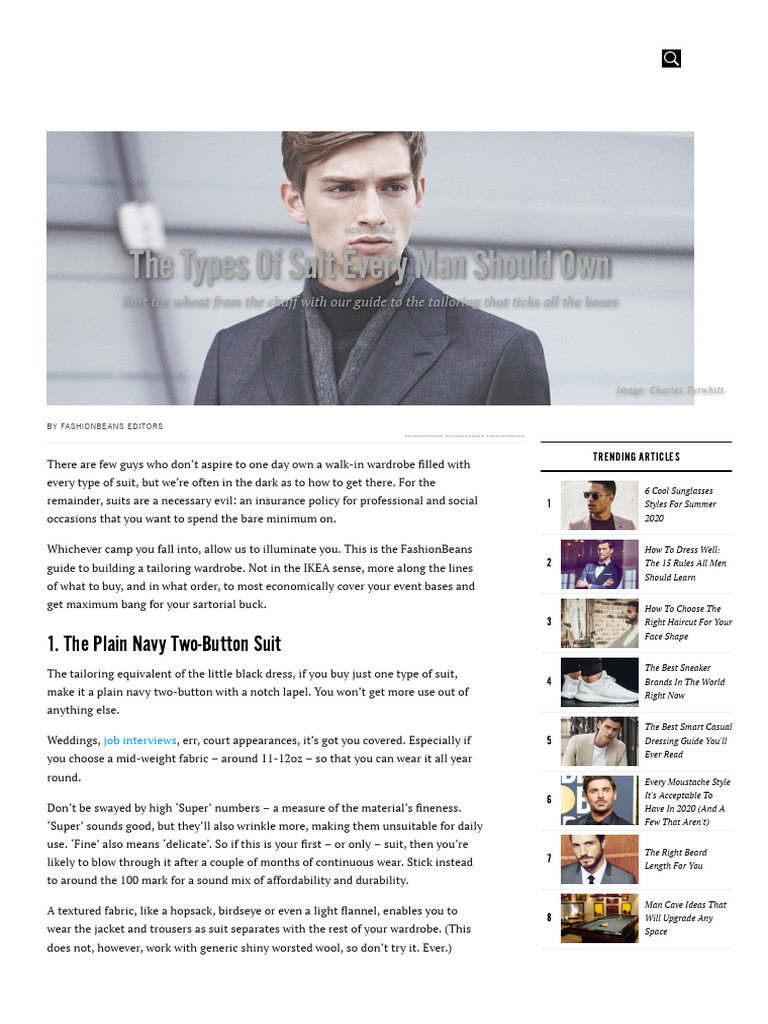 The Types of Suit Every Man Should Own | PDF | Style | Human Appearance