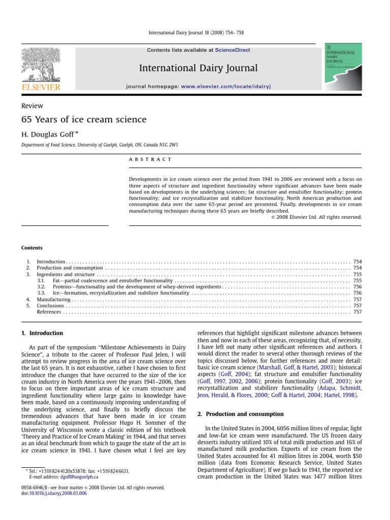 Ice Cream Science Review 1941-2006 | PDF | Ice Cream | Milk