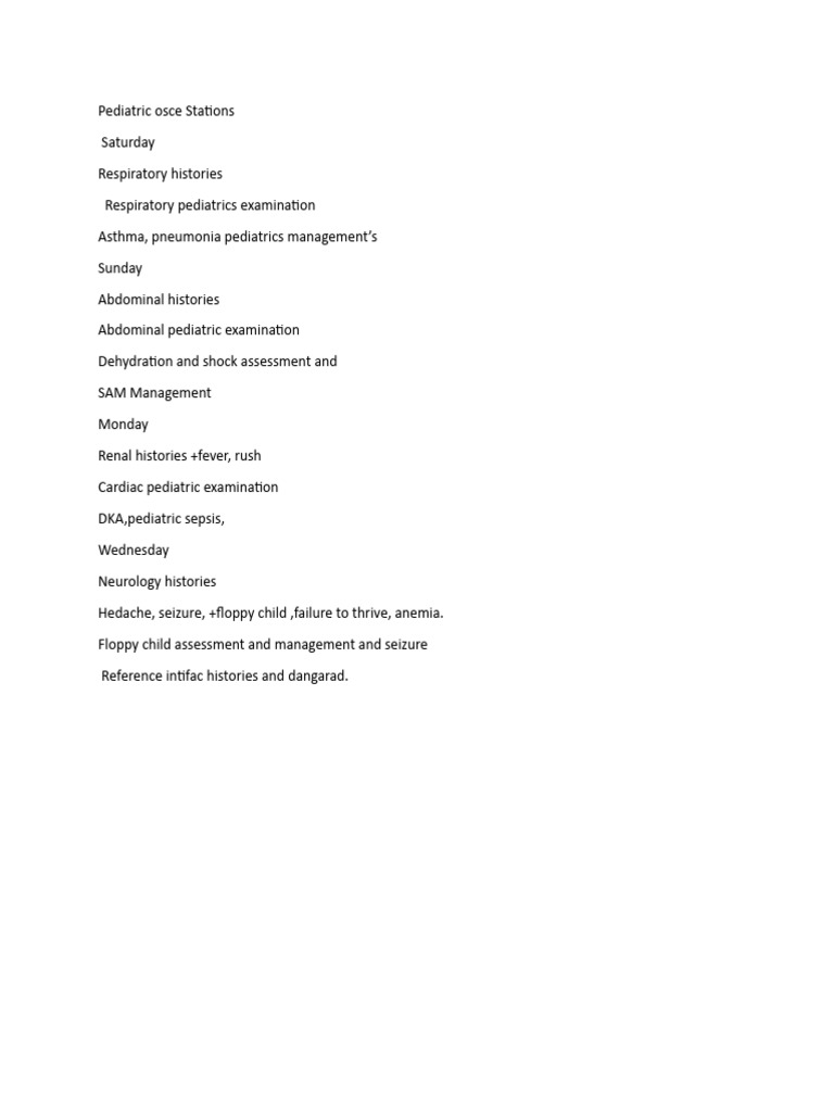 Pediatric OSCE Stations Overview | PDF