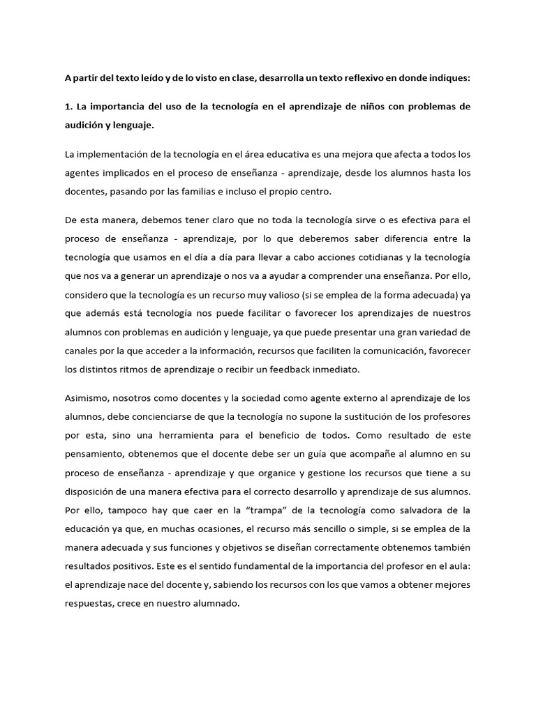 Actividad 1 - Uso de La Tecnología para El Apoyo de La Enseñanza en ...