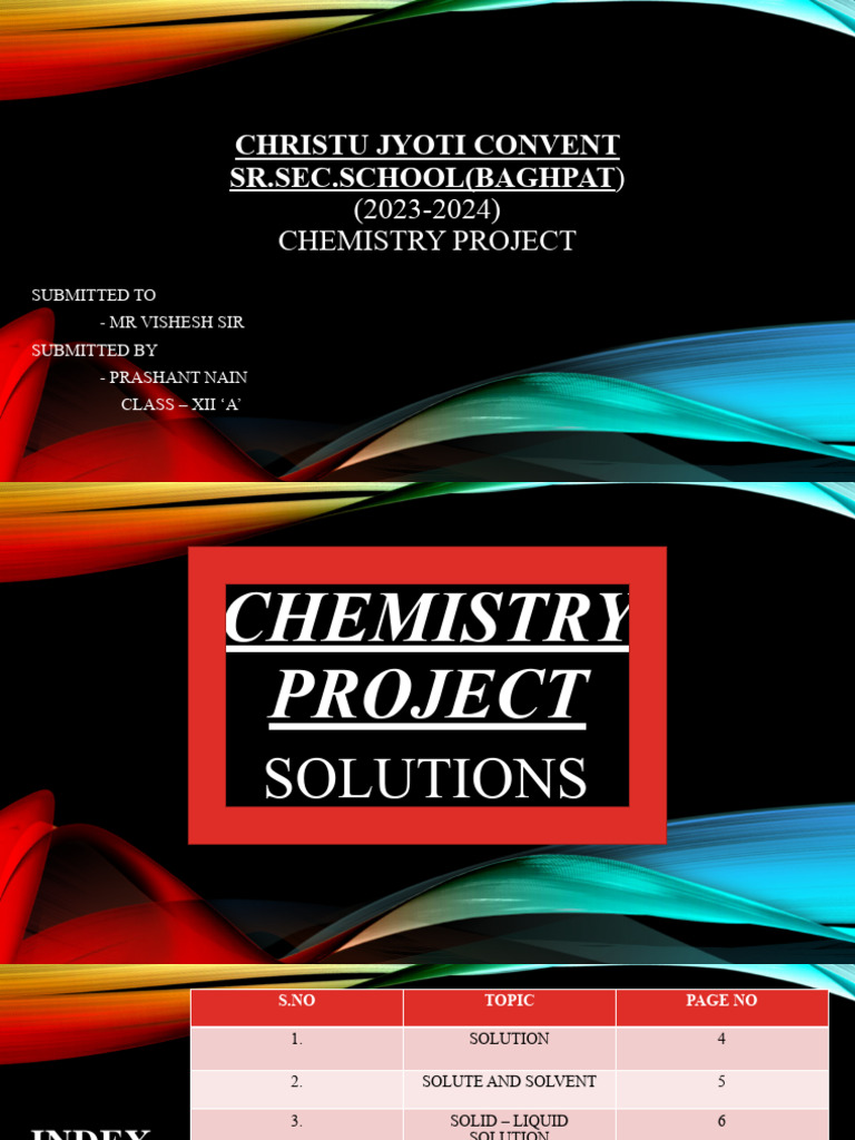 Chemistry Project Overview | PDF | Solubility | Nature