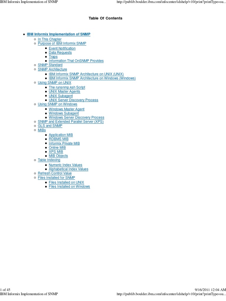 IBM Informix Implementation of SNMP | PDF | Command Line Interface | Databases