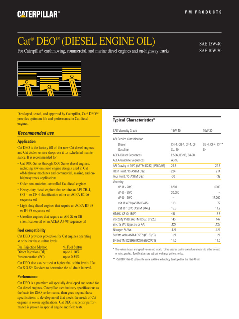 Cat Deo Pehp9536-01 | PDF | Motor Oil | Physical Sciences