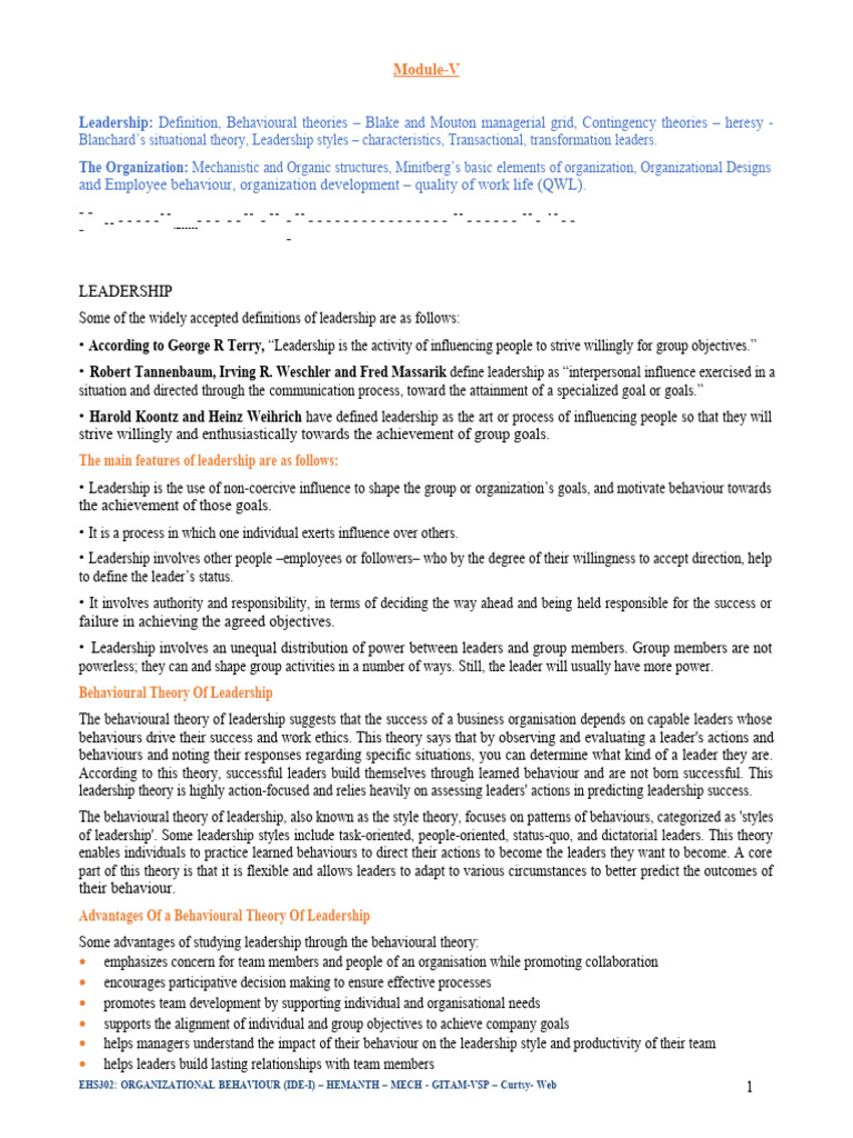 Ob Module 5 - SHK | PDF | Leadership | Organization Development