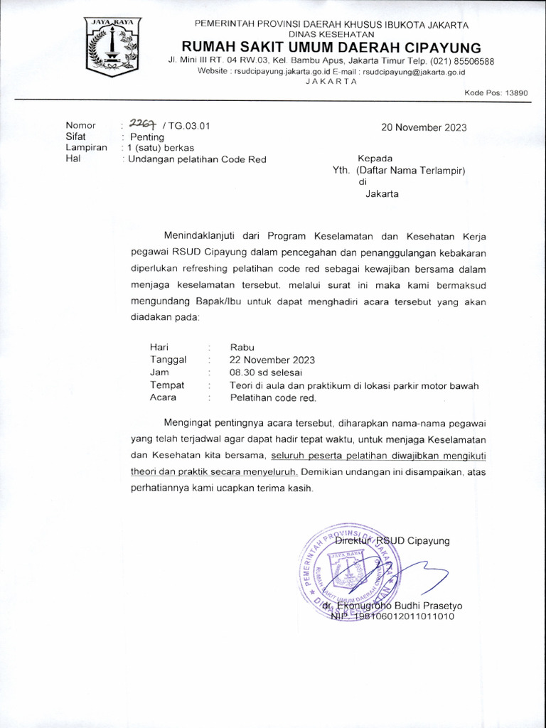 Undangan Pelatihan Code Red | PDF