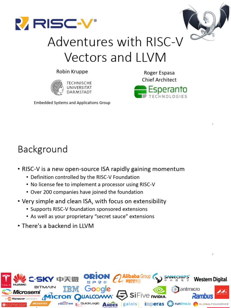TechTalk Kruppe Espasa RISC V Vectors and LLVM | PDF | Computing | Software Development