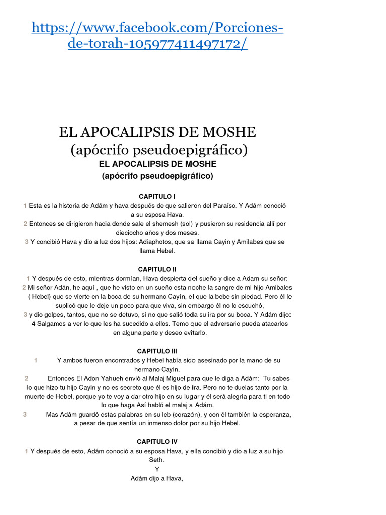 EL APOCALIPSIS de Moshe Restaurado. | PDF | Adán y Eva | Creencia religiosa y doctrina