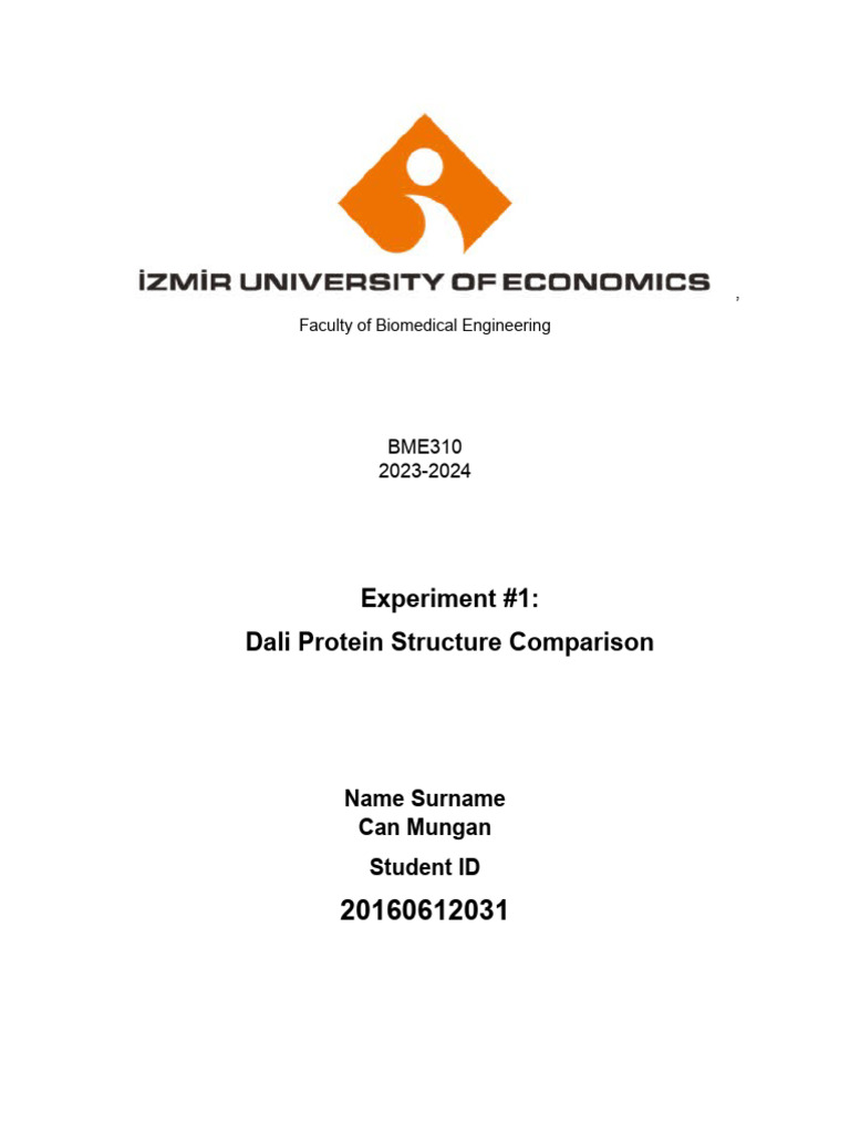 Lab Report 1 BME 310 | PDF | Protein Data Bank | Sequence Alignment