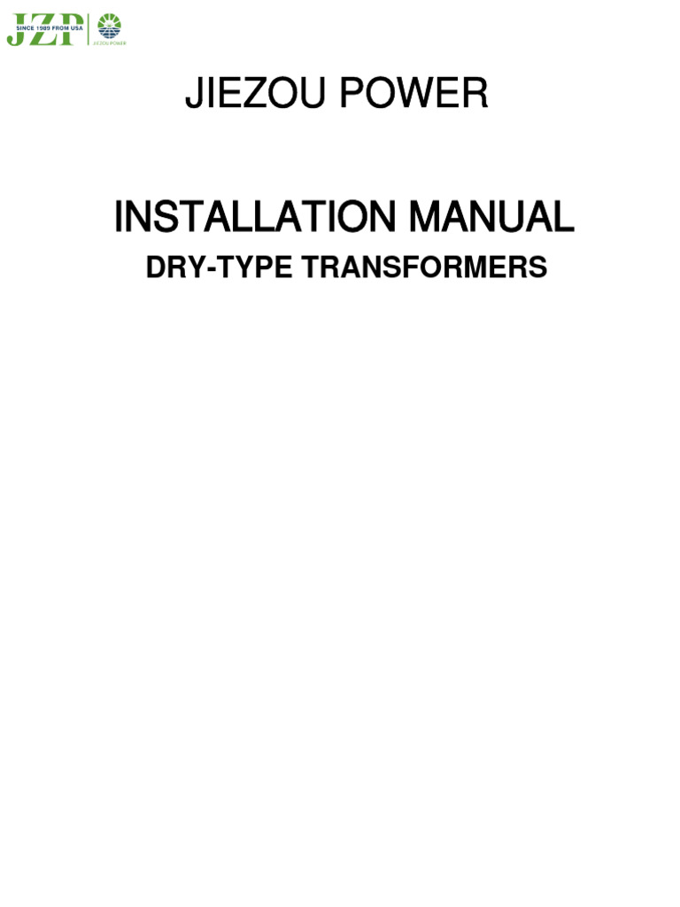 dry transformer installation munual | PDF | Transformer | Insulator ...
