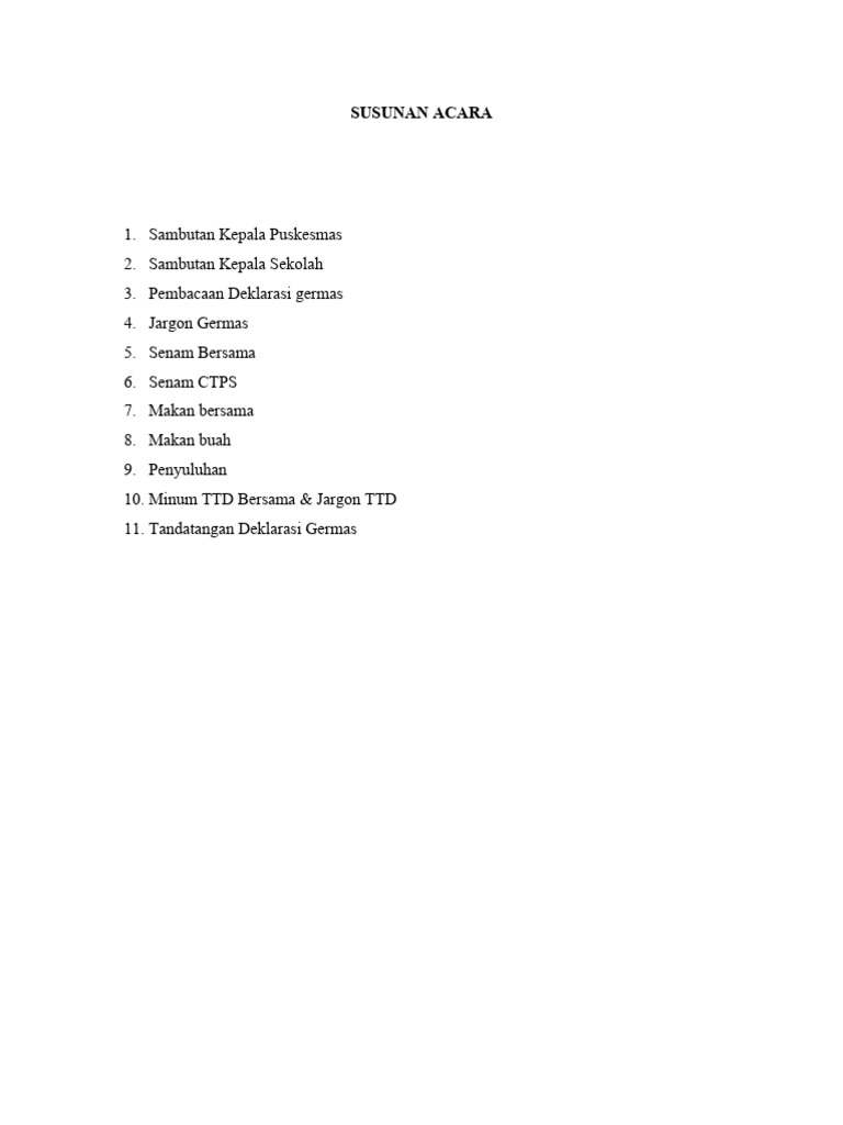 Susunan Acara Gres Kece Dan Germas | PDF