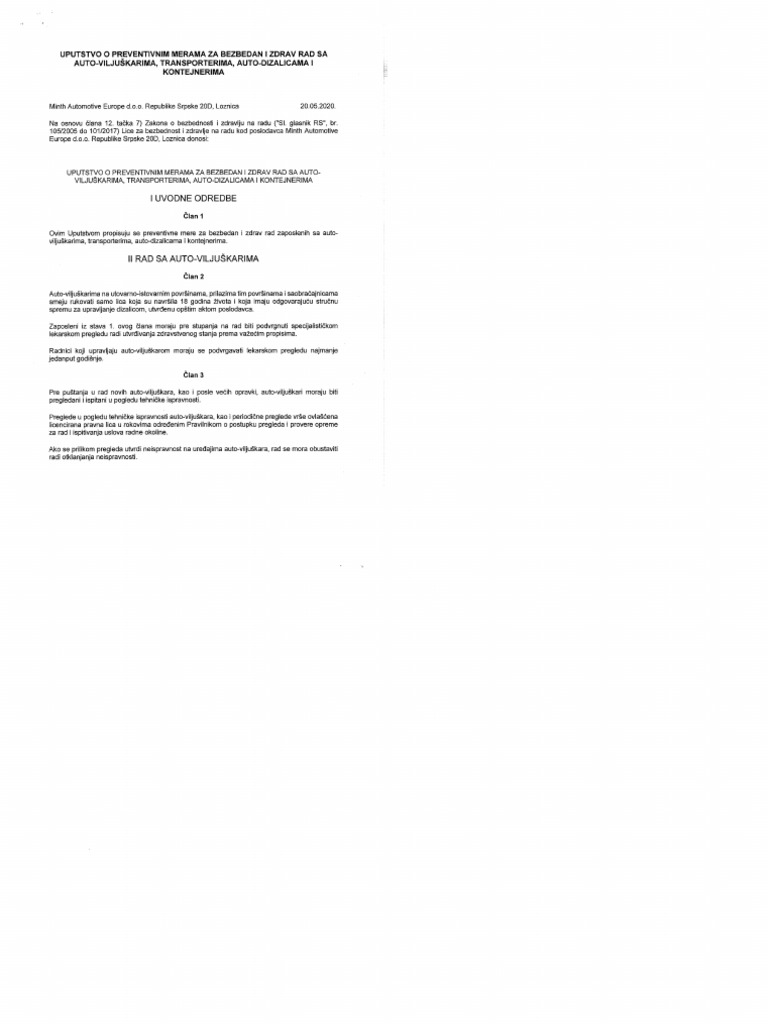 Uputstvo Za BZNR Sa Autoviljuskarima | PDF