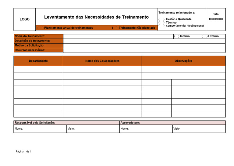 Formulário de Levantamento Das Necessidades de Treinamentos | PDF