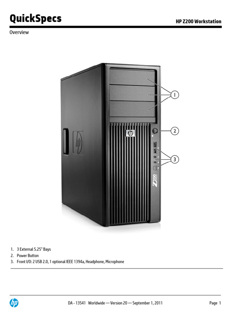 Quickspecs: HP Z200 Workstation | PDF | Computer Science | Computer ...
