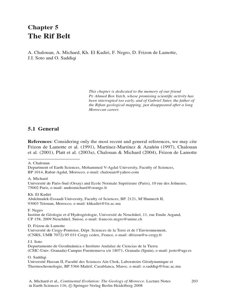 Chap 5 - The Rif Belt (Chalouan-2008) | PDF | Mediterranean Sea ...