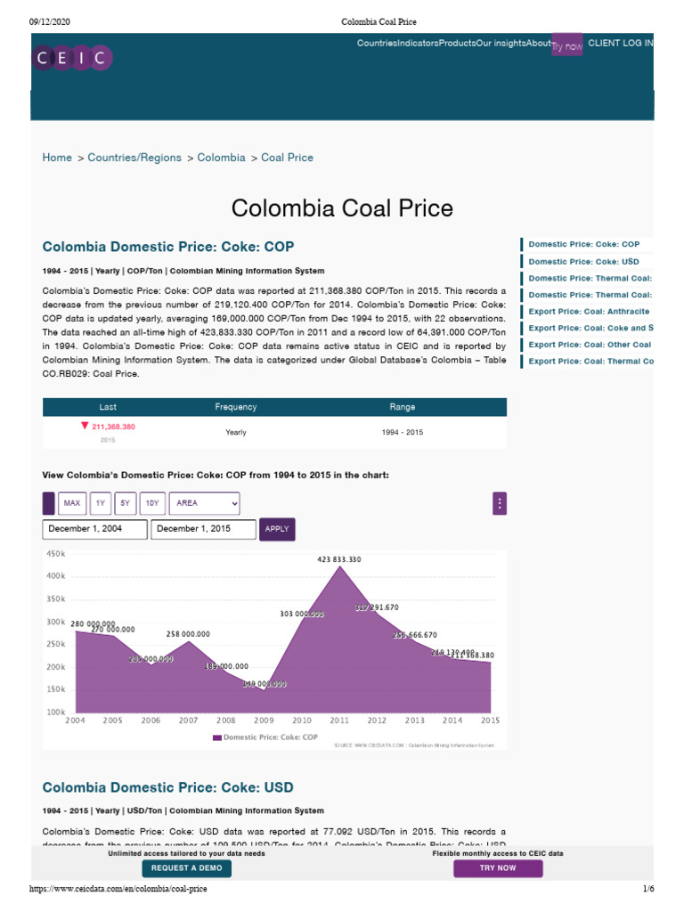 Colombia Coal Price | PDF | Coal | Anthracite