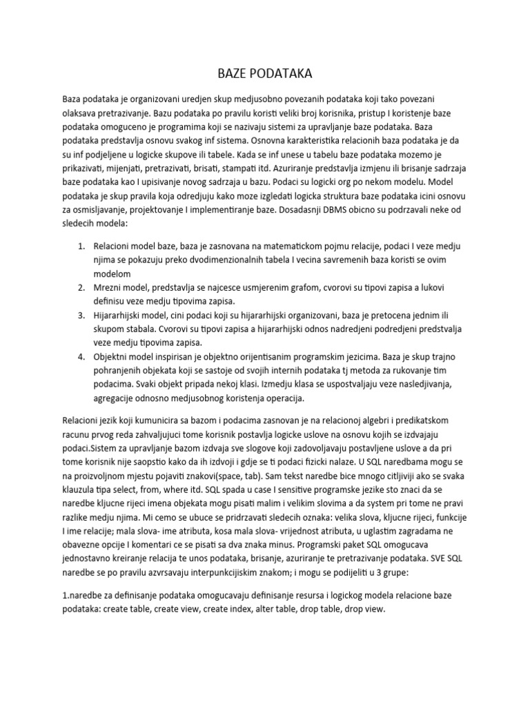 Baze Podataka | PDF