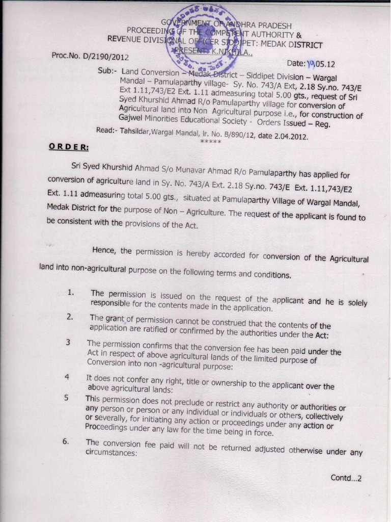 Land Conversion Certificate B.ed & D.ed | PDF