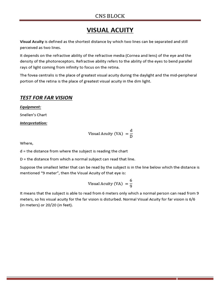 Visual Acuity and Refractive Errors | PDF | Hearing Loss | Visual Acuity