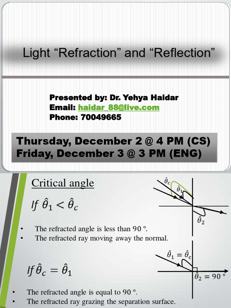 Refr And Refl Part2 Pdf Reflection Physics Mirror