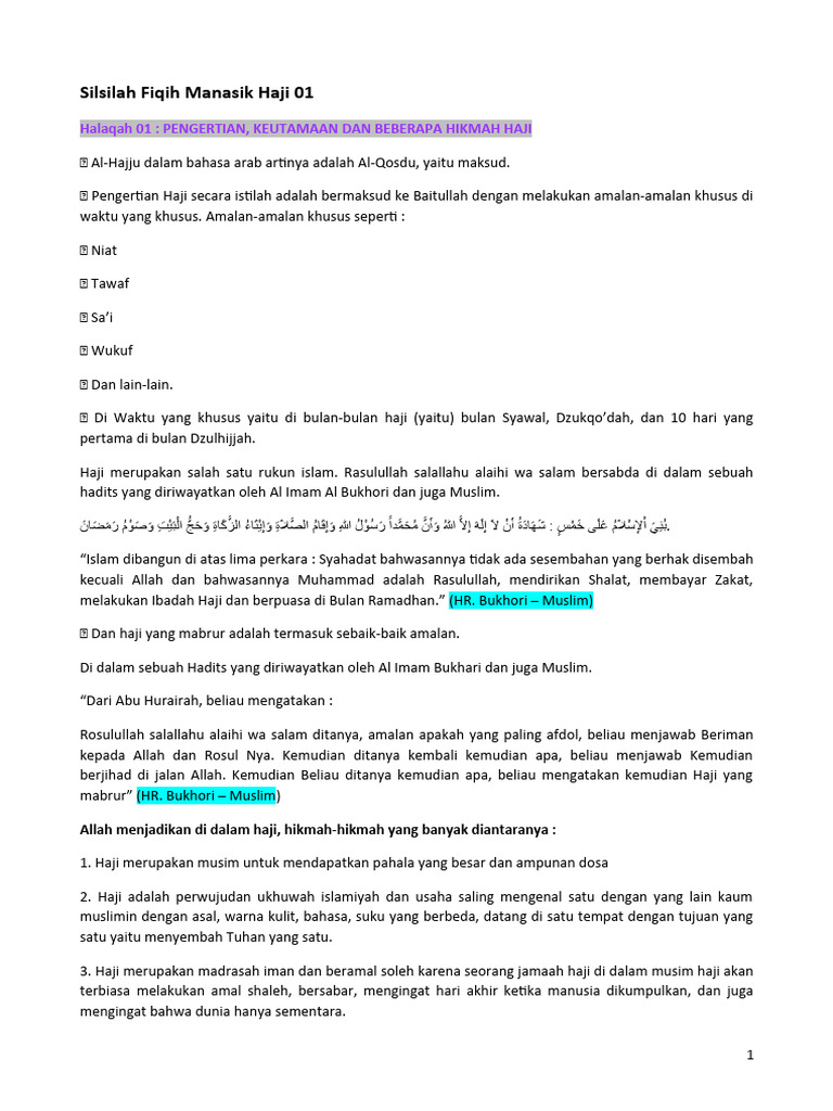 Silsilah Fiqih Haji 01 | PDF | Perjalanan | Agama & Spiritualitas