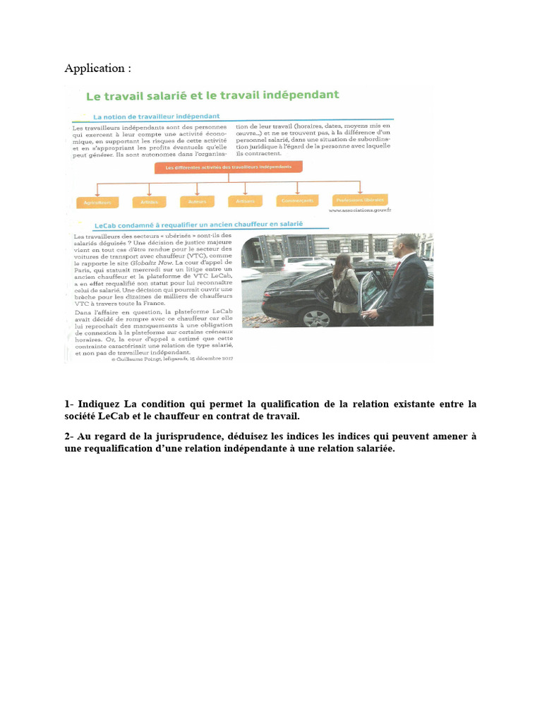 Qualification de la relation LeCab-chauffeur | PDF