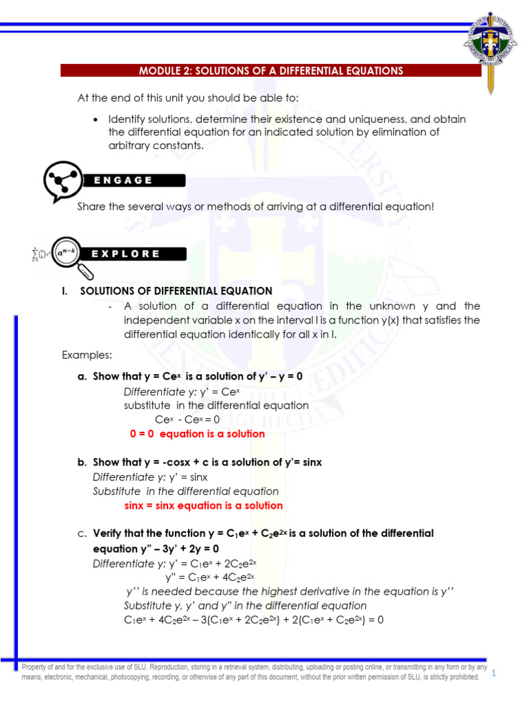 Module 2 | PDF | Equations | Differential Equations