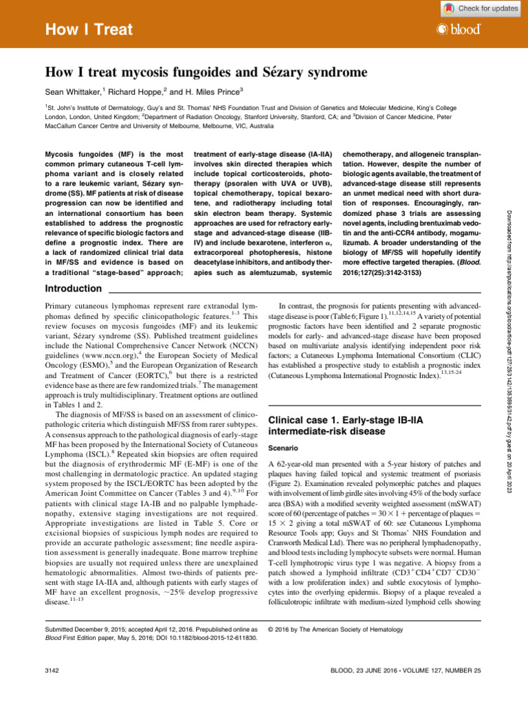 HOW I TREAT MICOSIS FUNGOIDE | PDF | Lymphocyte | Lymphoma