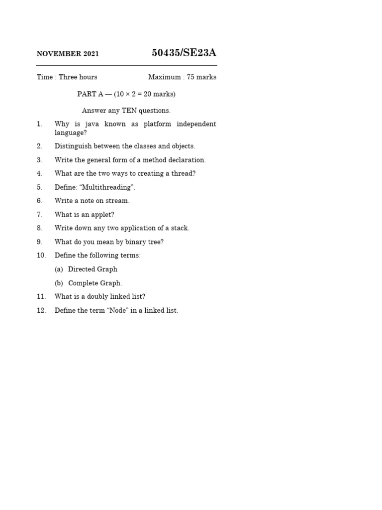 Se23a - Java and Data Structures | PDF