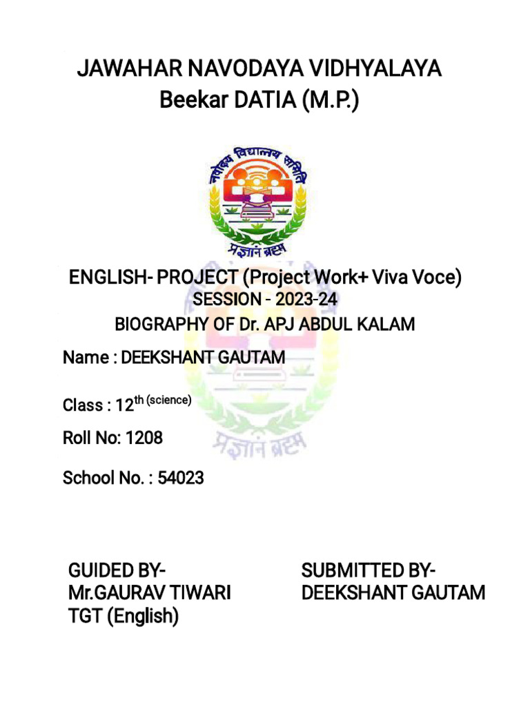 Deekshant Gautam English Project | PDF