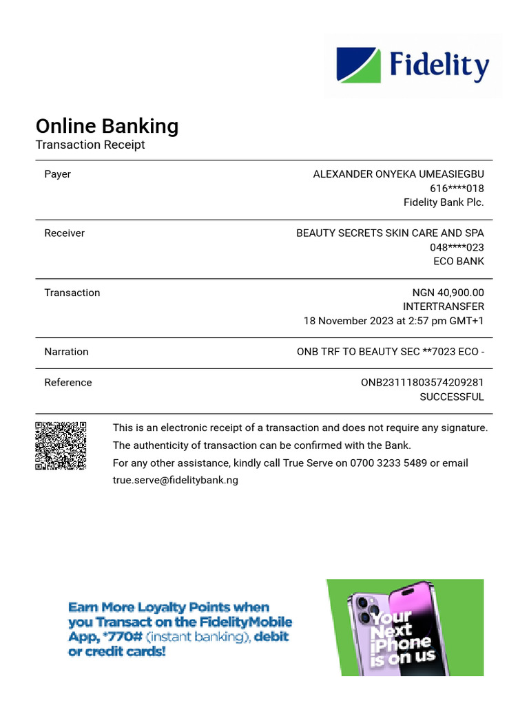 Online Banking Transaction Receipt | PDF