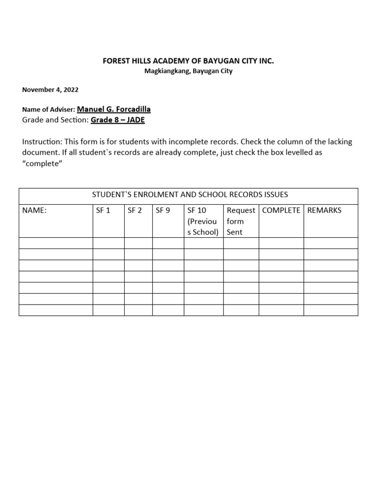 A - Student''s Enrolment Records | PDF